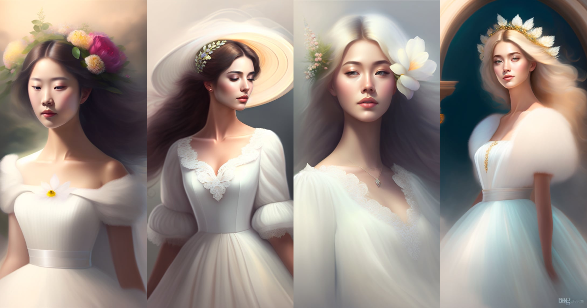 Lexica - Beautiful ethereal Woman wearing a white dress, digital ...