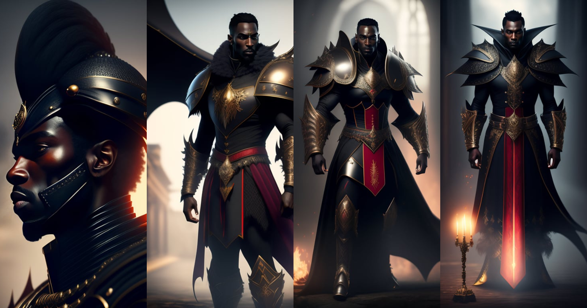 Lexica - Dark Armored,Black skin,dracula,realistic, 4k, full body,long air