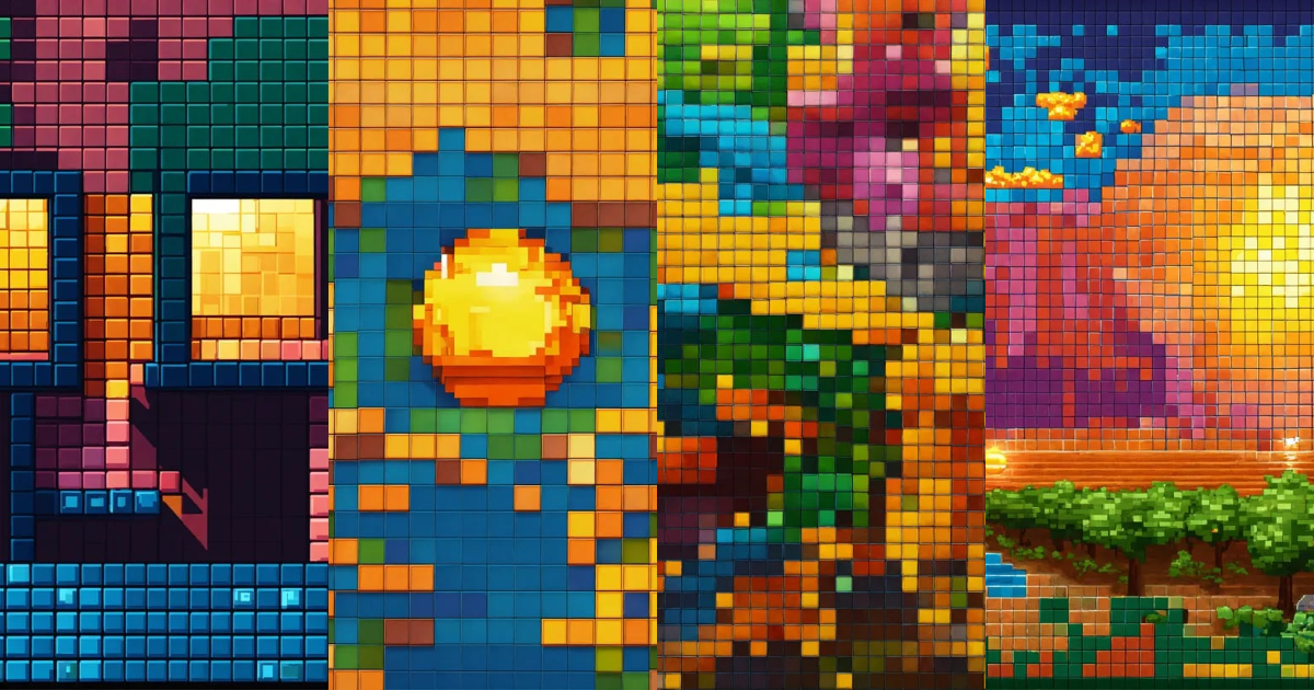 Lexica - 2d tetris pixel art, sun glass