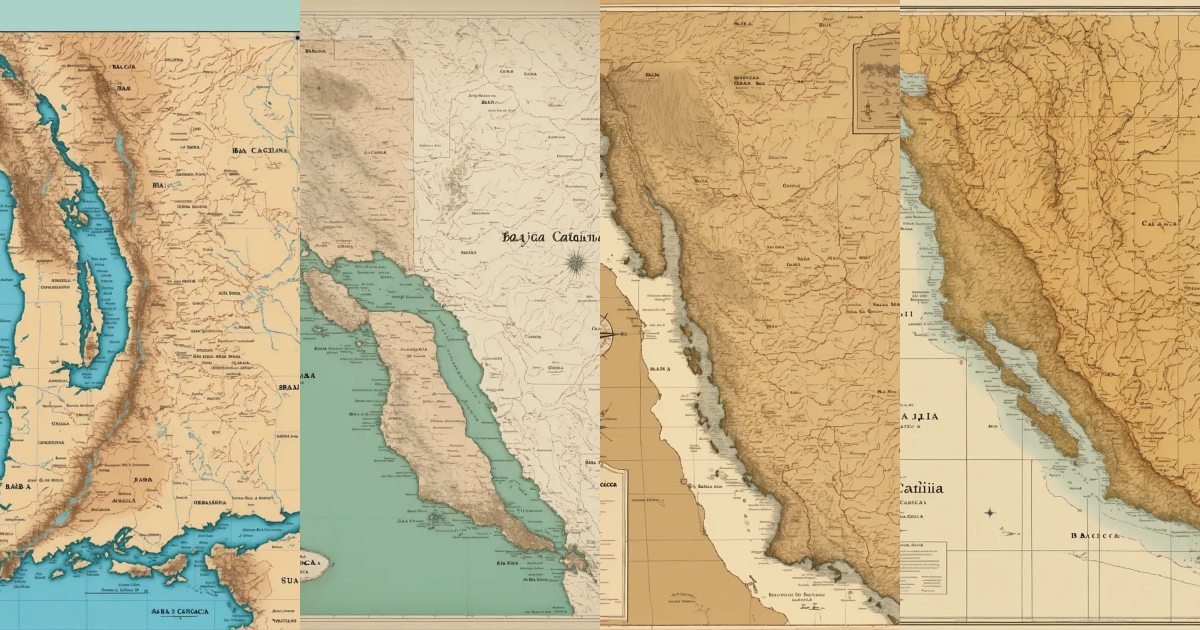 Lexica - A topography line art drawing of a map of Baja California sur