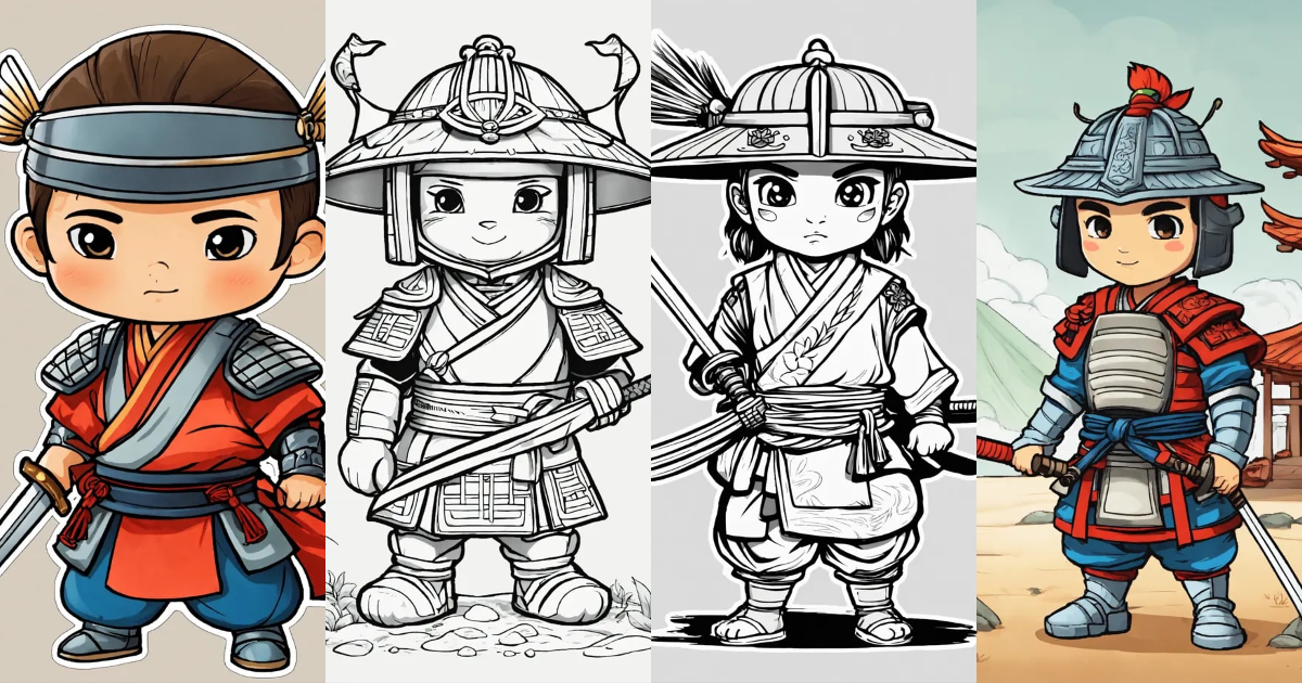 Lexica - Generate a cute LITTLE SAMURAI illustration, resolution ...
