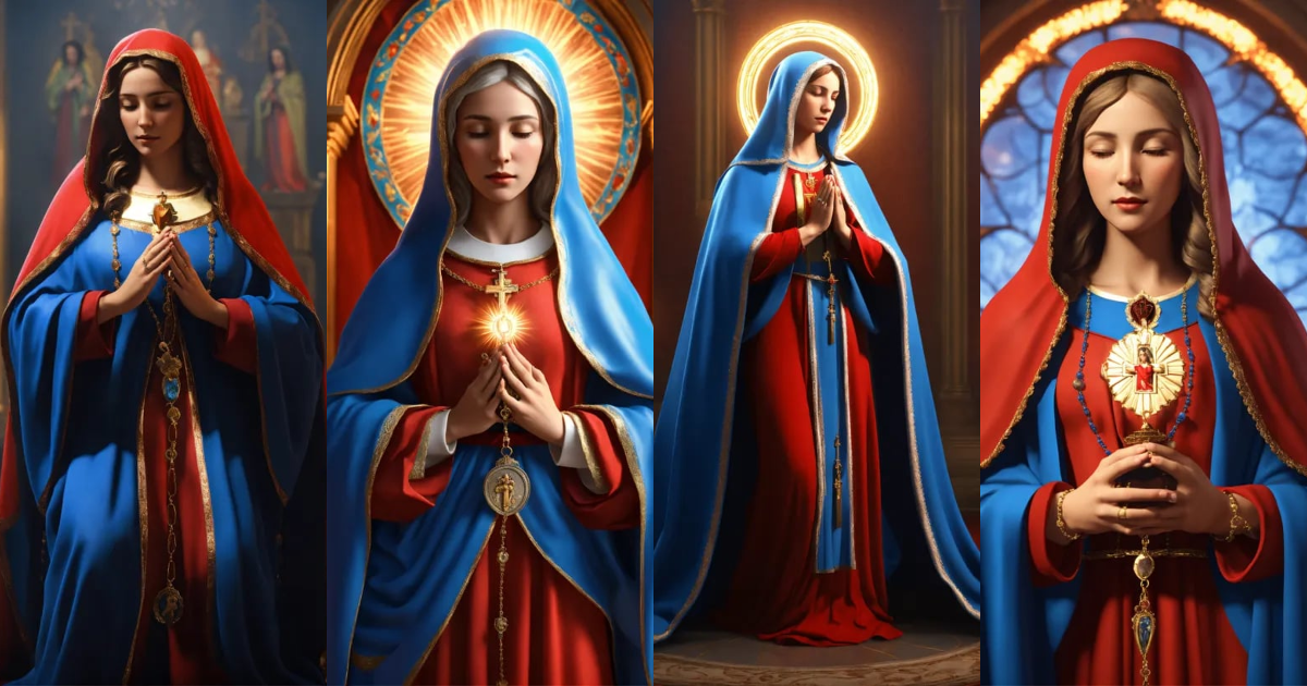 Lexica - Full body Catholic Portrait of Immaculate Heart of Mary Mother ...