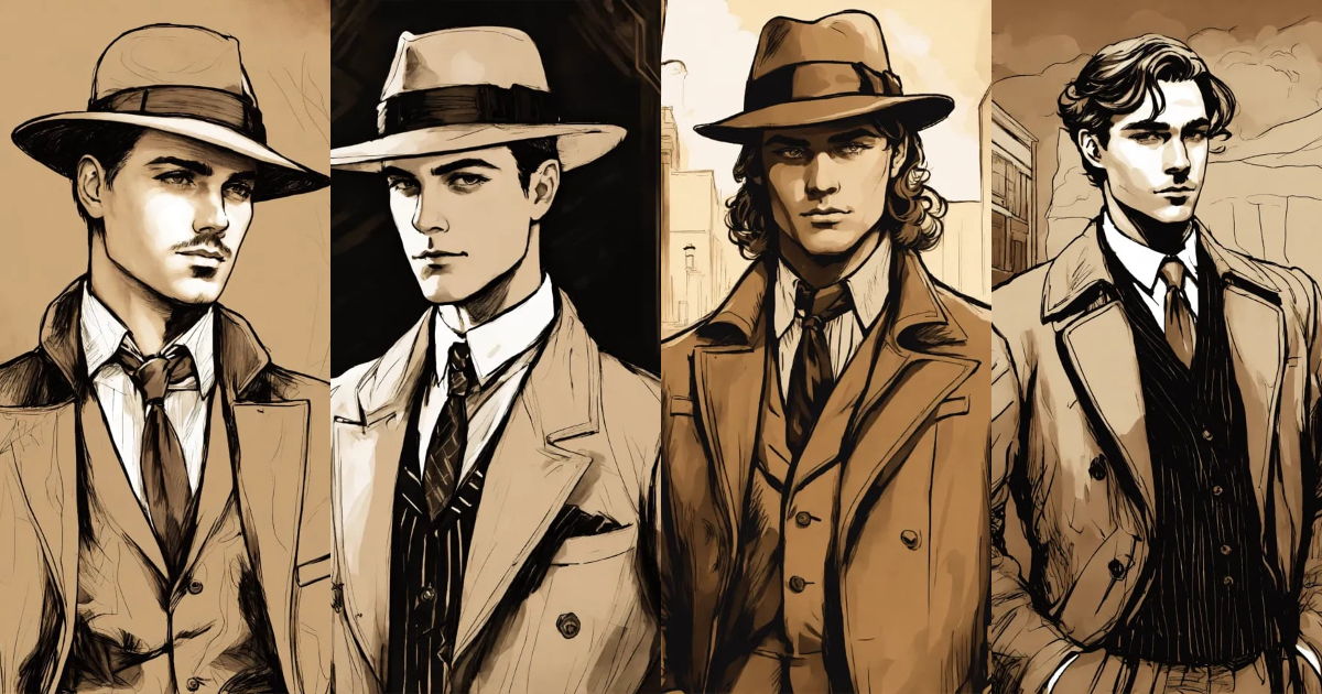 Lexica - Gatsby era 1920s long haired male detective black and white ...