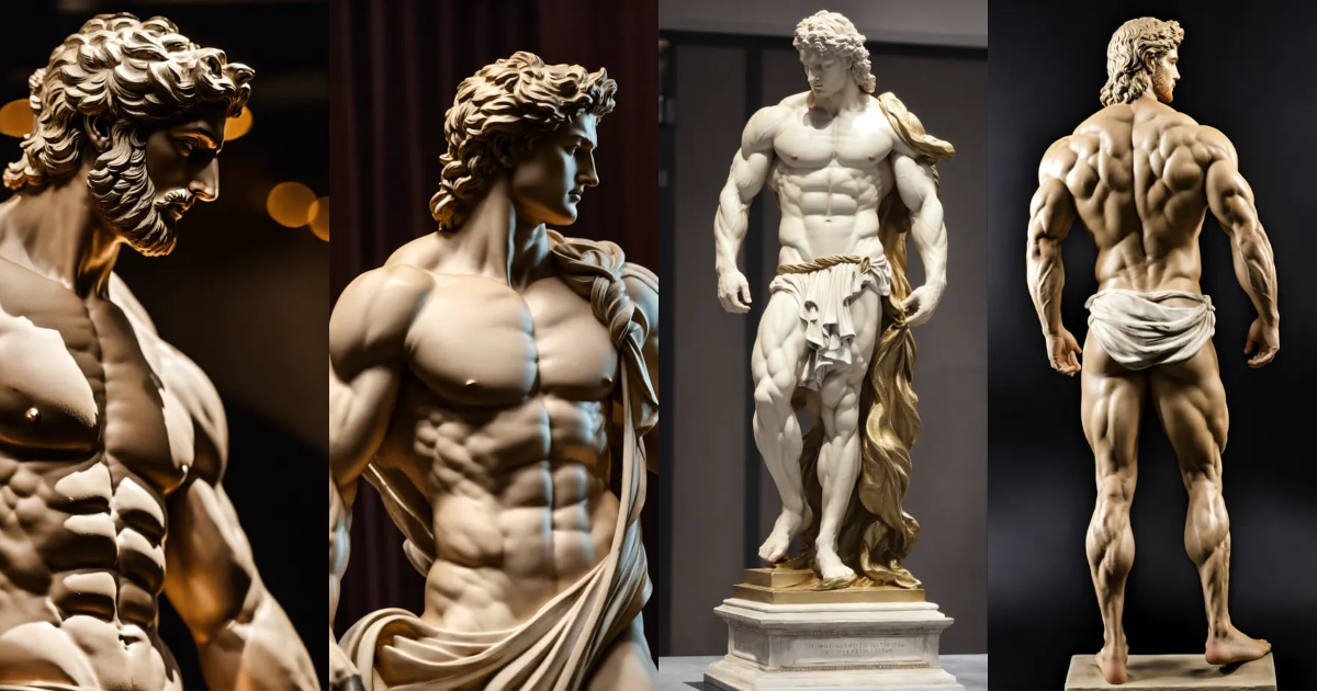 Lexica - Modern muscular greek god statue with middelparting hair with ...