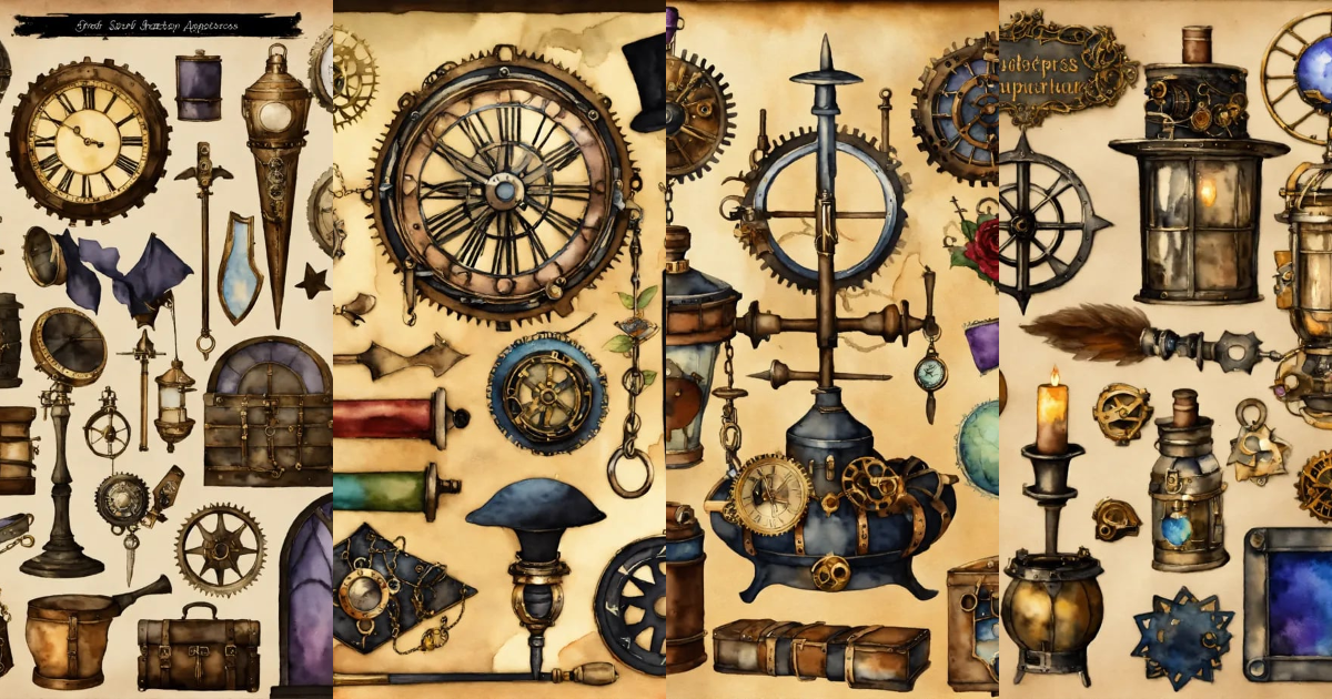 Lexica - Create detailed watercolor illustrations of goth steampunk ...