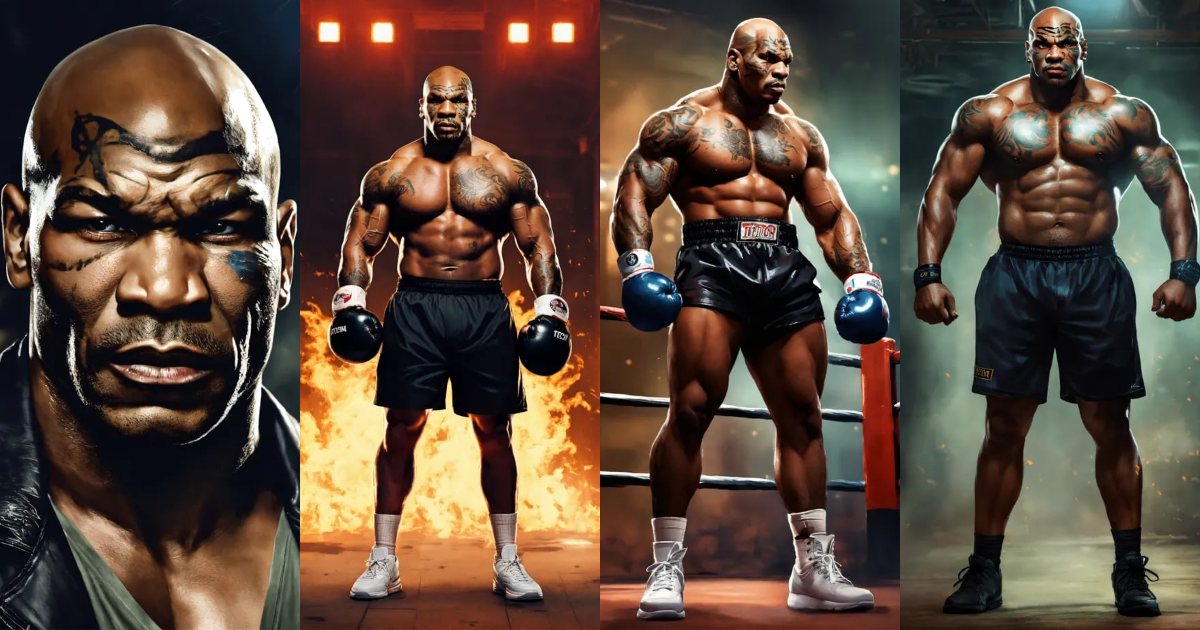 Lexica - Digital portrait of an anger muscular Mike Tyson with a bald ...