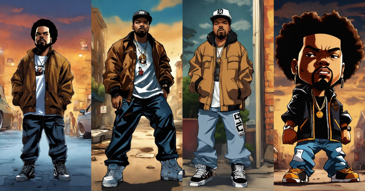Lexica - Hip hop art style ice cube boondocks full body