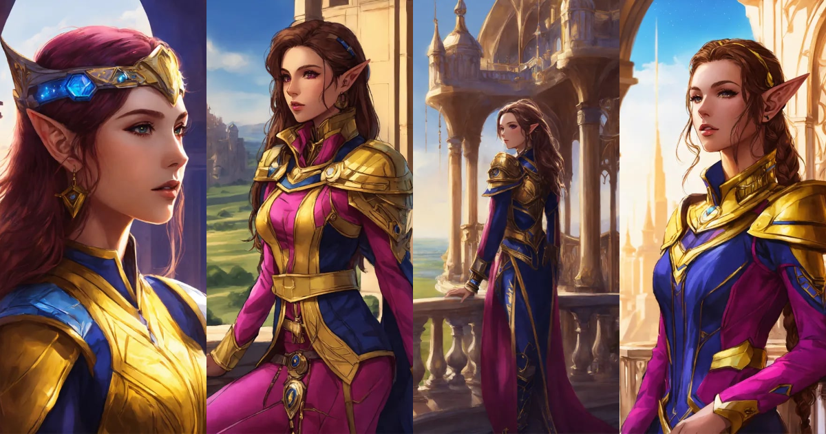 Lexica - Drawing of an elf, royalty, sci fi, cybernetic, magenta and ...