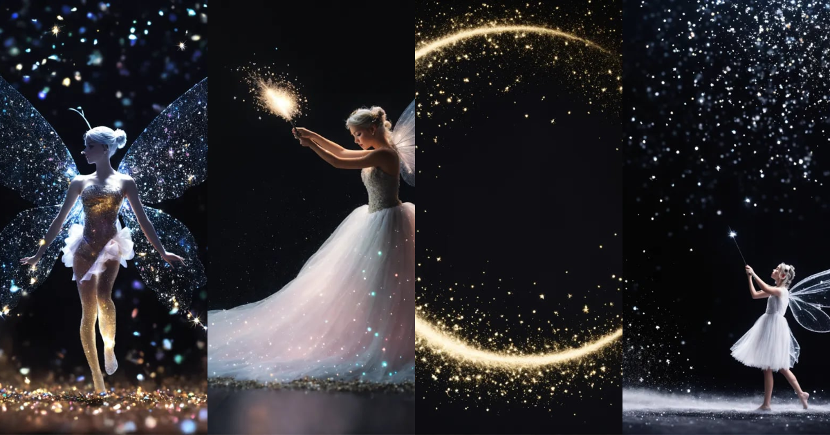 Lexica - Pure black background, magical white fairy dust