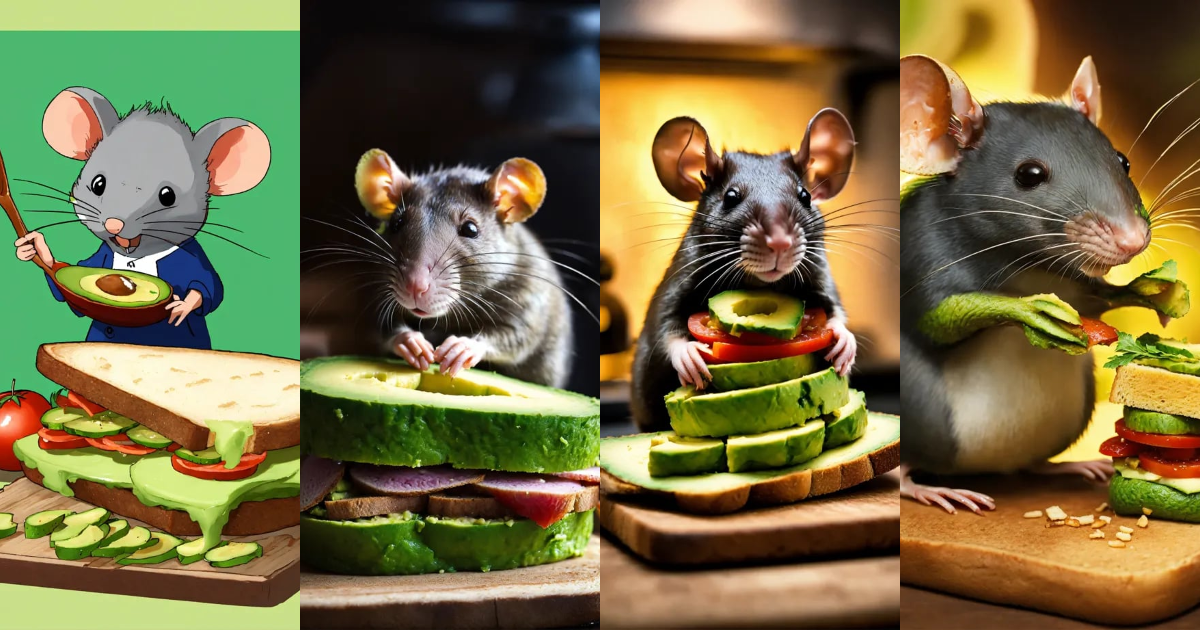 Lexica - A rat cooking an avocado sandwich
