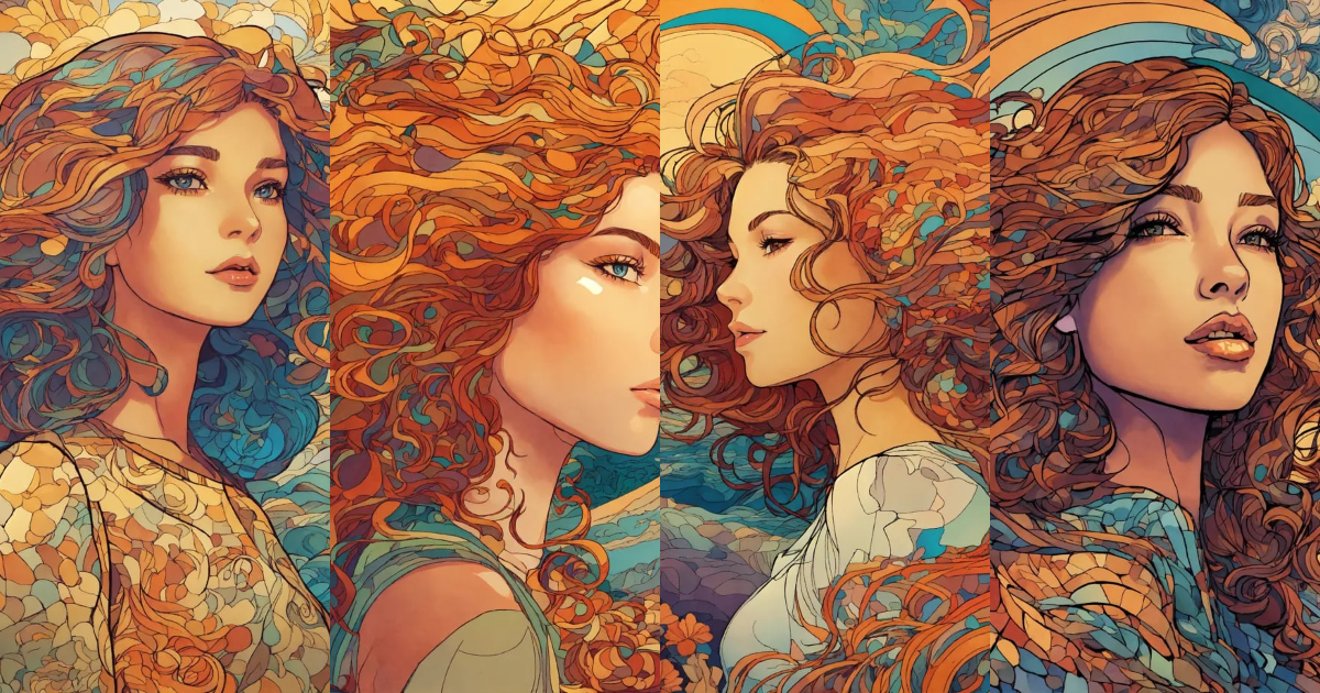 Lexica - Light, Centered, colorful, modern illustration of a girl with ...