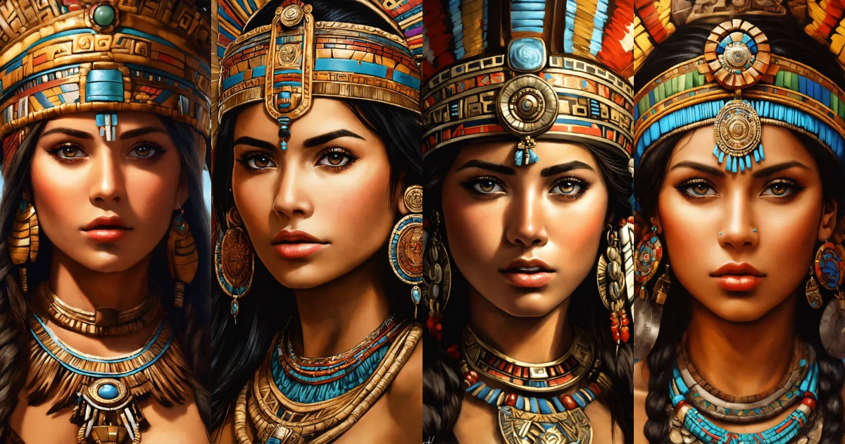 Lexica - Aztec princess, realistic, portrait, high detail, high ...