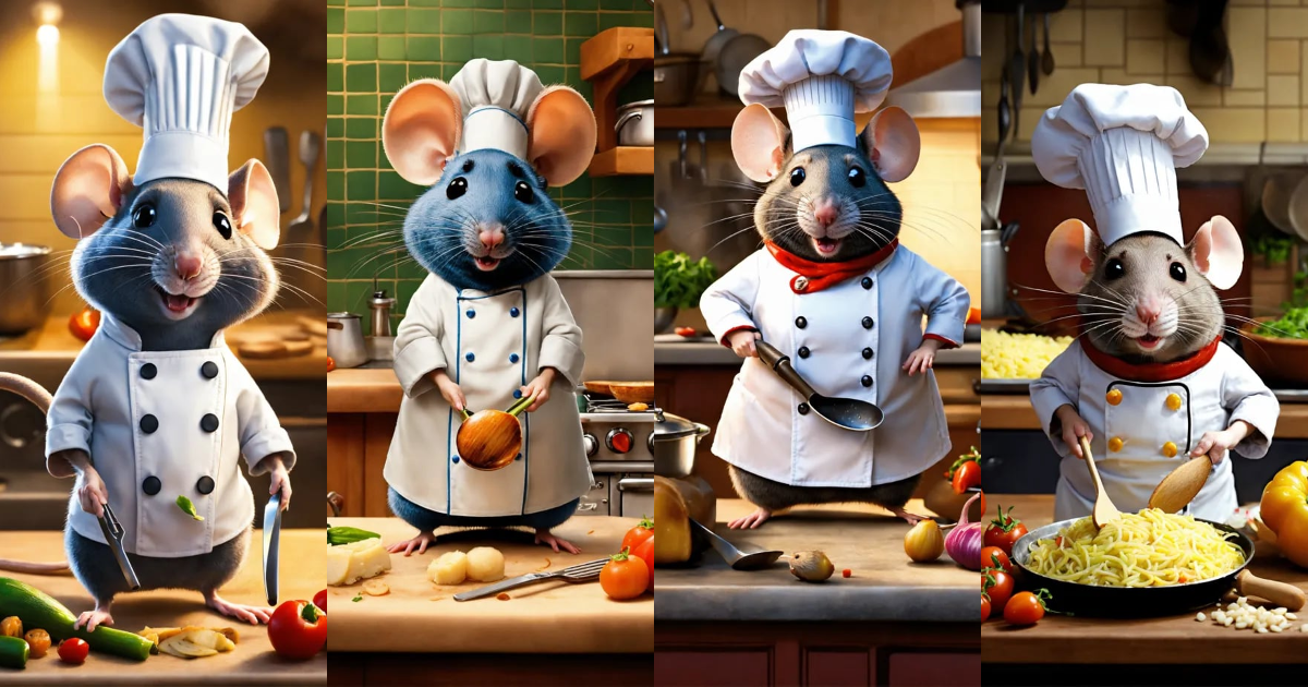 Lexica - A mouse look like a cooking chef, funny and pro like ratatouille