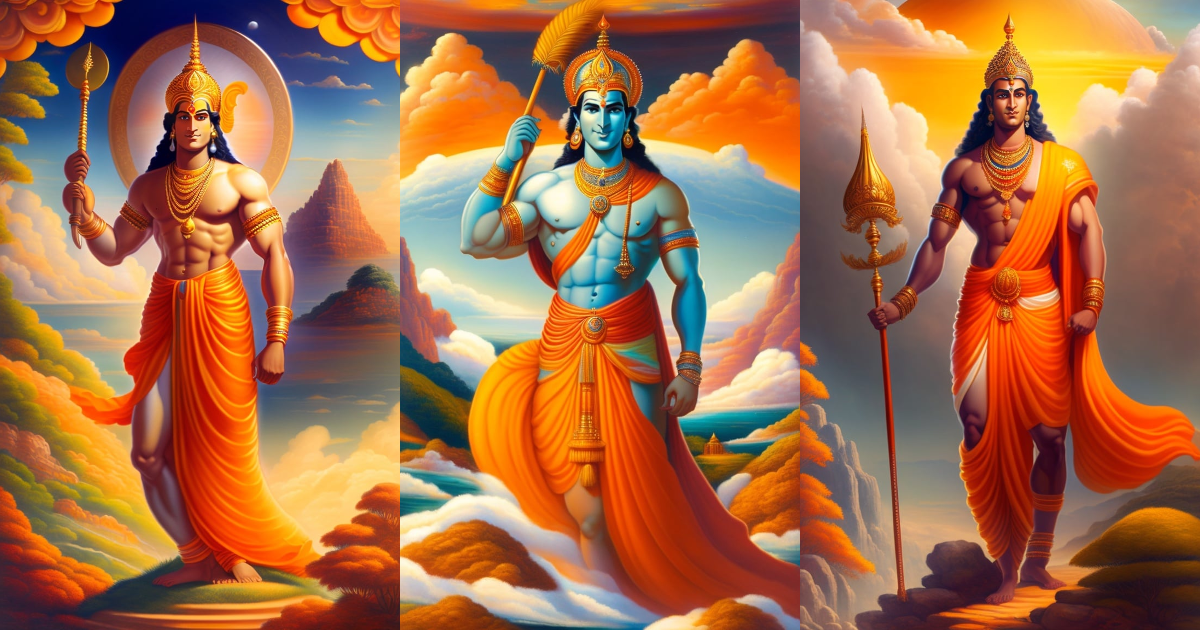 Lexica - Picture Lord rama standing majestically in a celestial realm ...