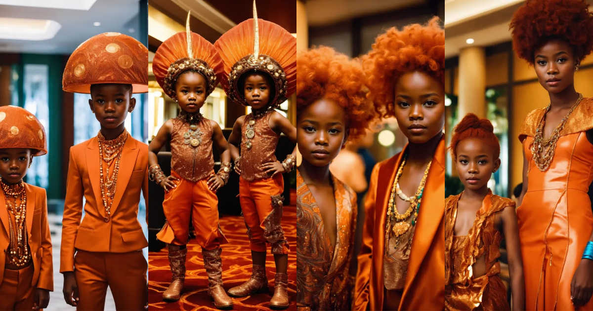 Lexica - Two pretty human looking aliens children with dark orange skin ...