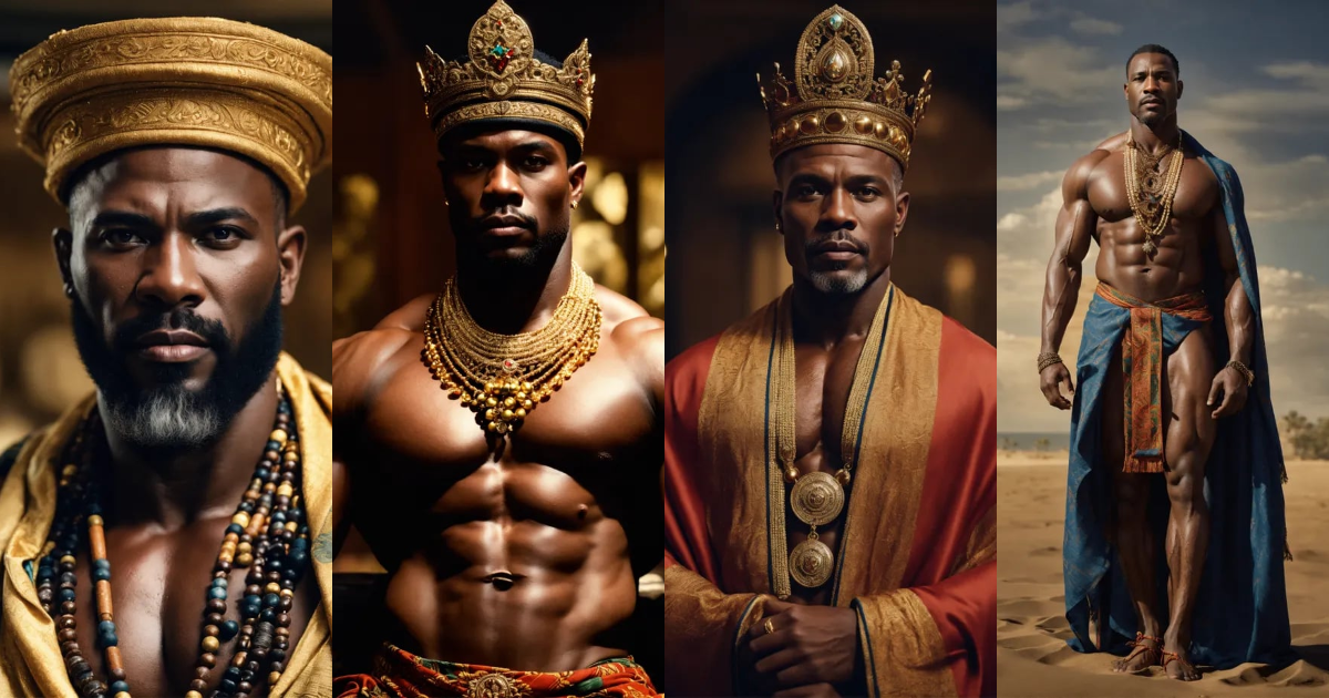 Lexica - Portrait of a stunningly beautiful middle age african king in ...