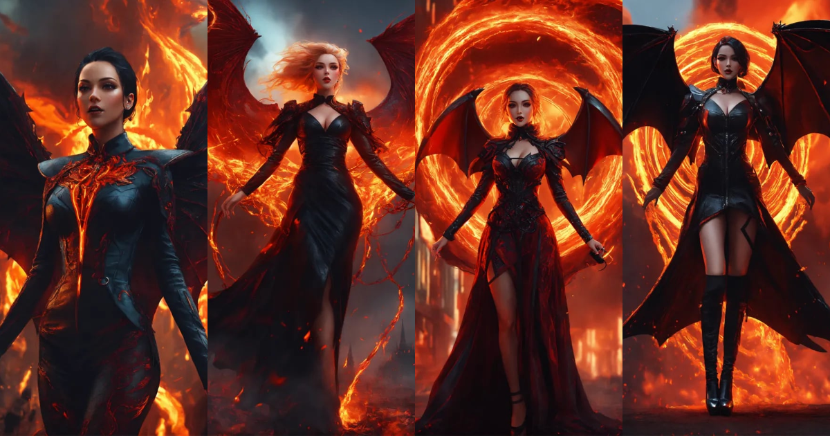 Lexica - Full body evil futuristic vampire woman entangled in a red ...