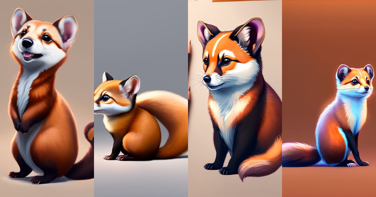 Lexica - Draw anime a ferret the size of a raccoon, body of fox with ...