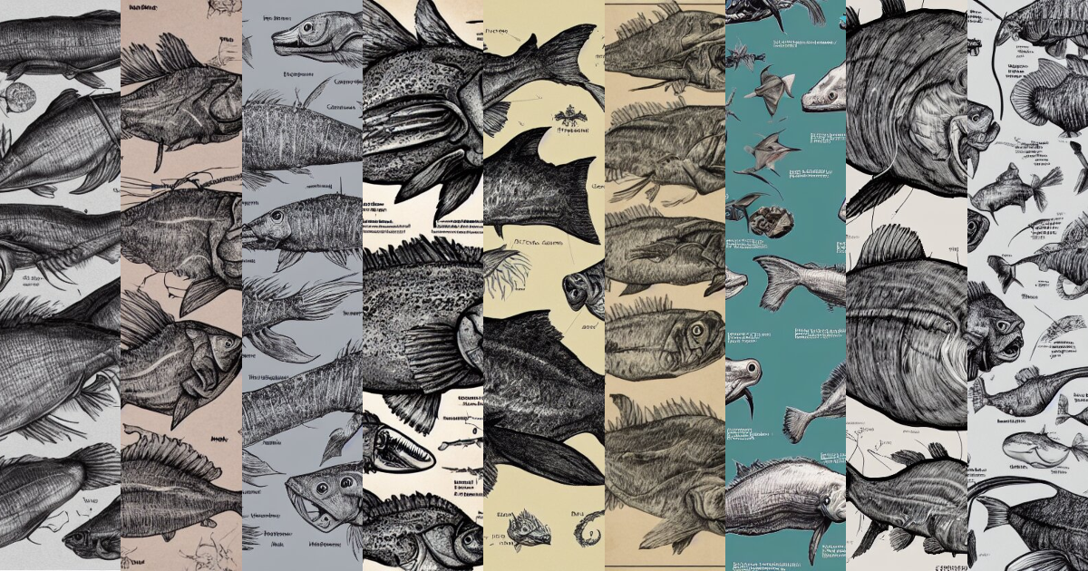 Lexica - A page of anglerfish anatomy illustration, highly detailed