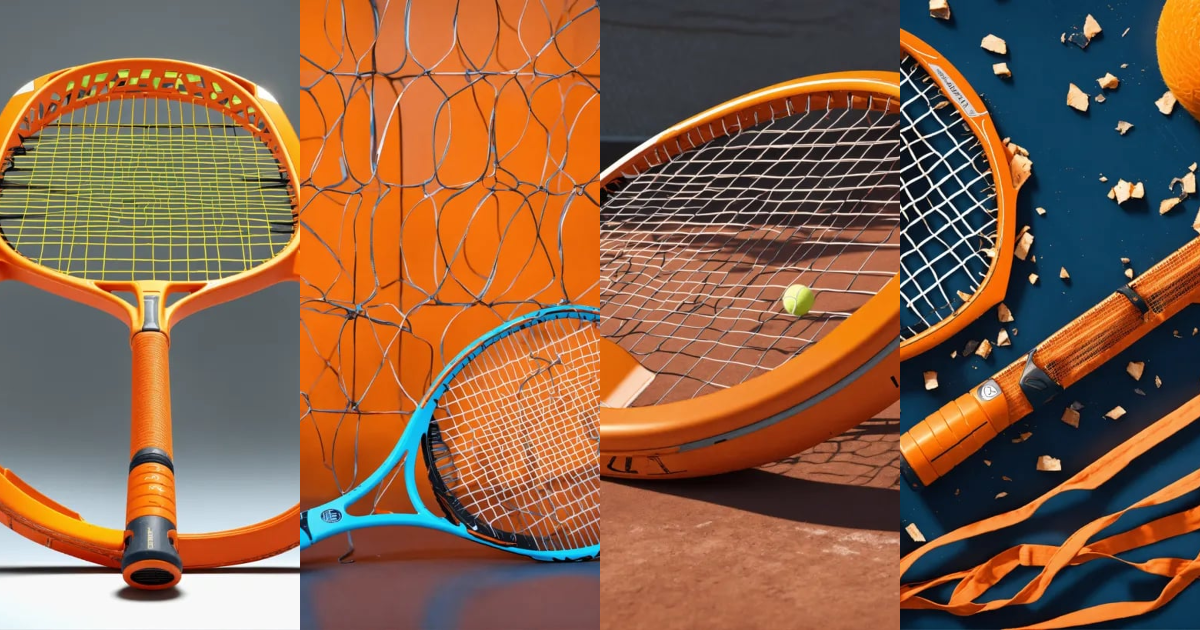 Lexica - Orange broken futuristic tennis racket