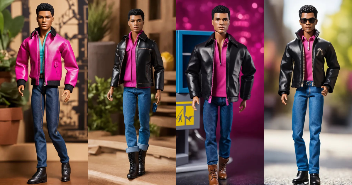 Lexica - Design the packaging for a Ken doll in a stylish, black ...