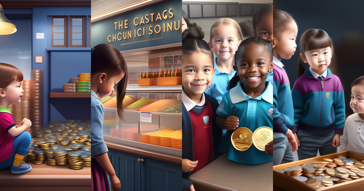 Lexica - A visual of donating some of the coins to the local school ...