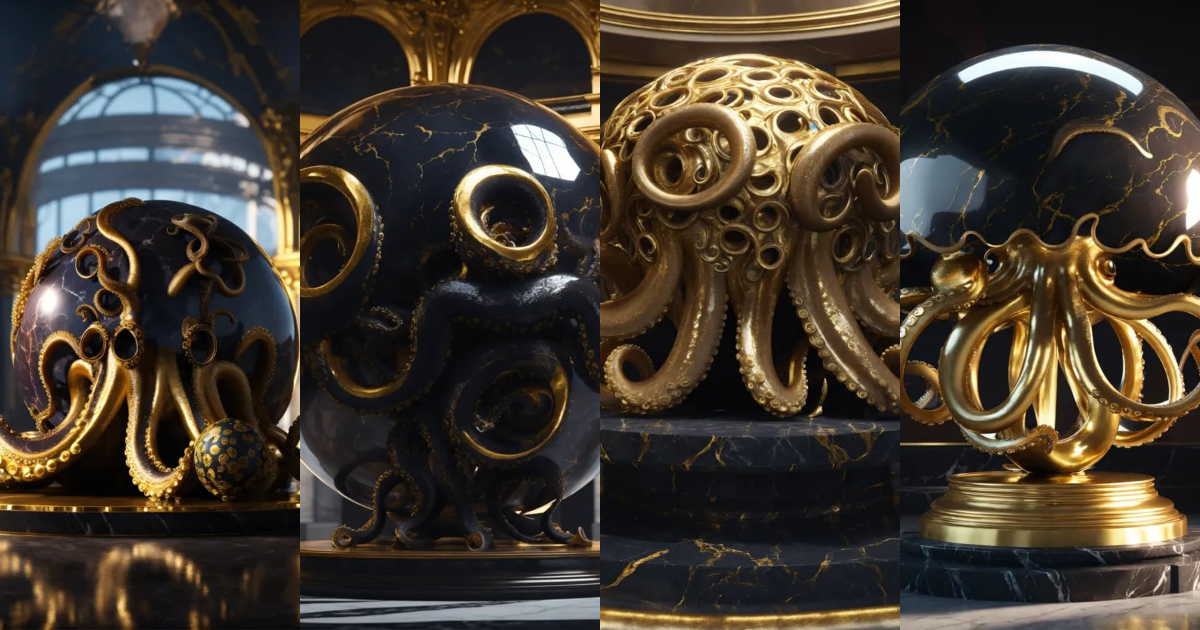 Lexica - A statue from a octopus with his tentacles forming sphere ...