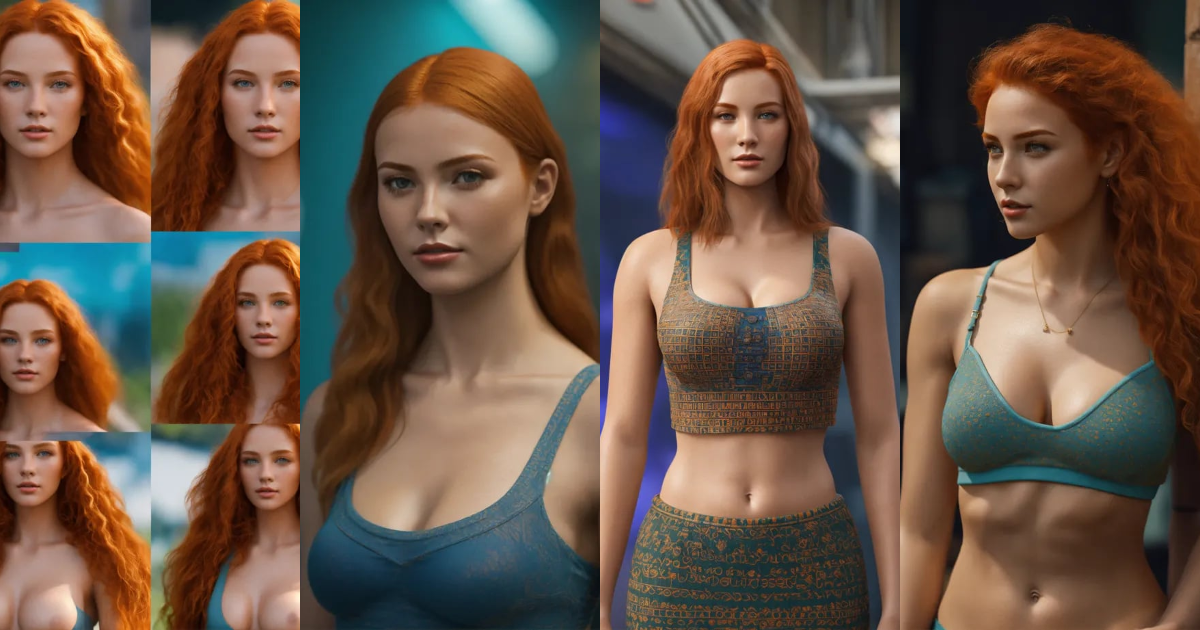 Lexica - Use machine learning algorithms to generate a 3D model of a ginger woman with big jugs ...