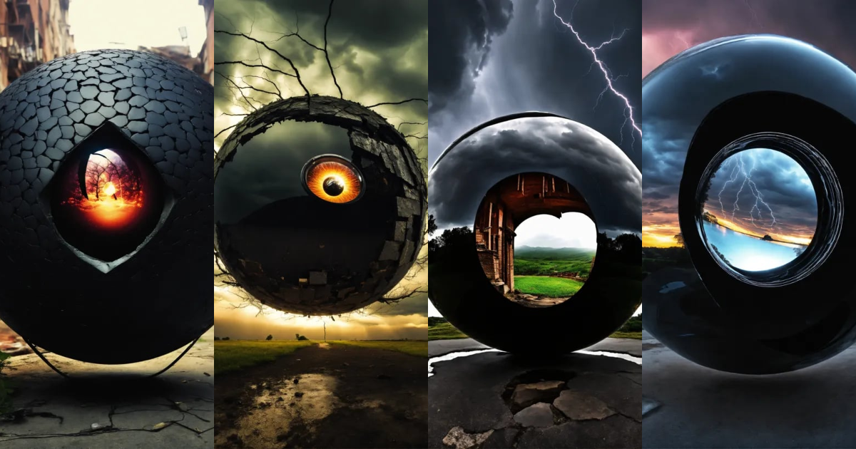 Lexica - Photo fish eye 3d Digital art Black strange object odd shape ...