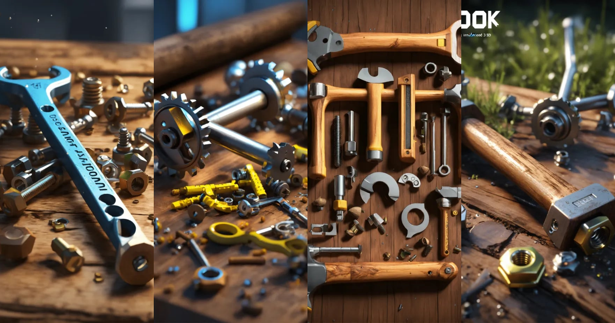 Lexica - Hand tools wrench etc floating 3d render, Acid rain made of ...