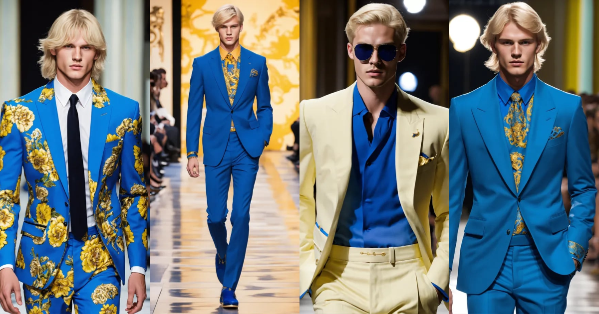 Lexica - A full-body portrait of a pale blonde young man Male fashion ...