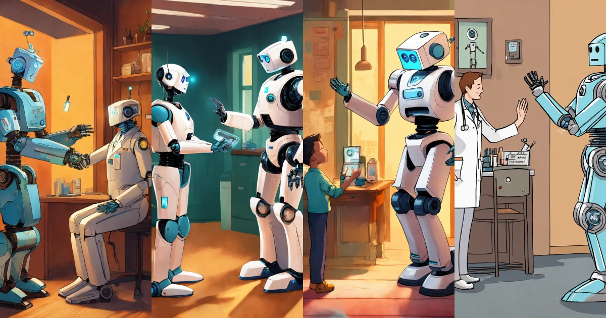 Lexica - A robot high fiving a doctor