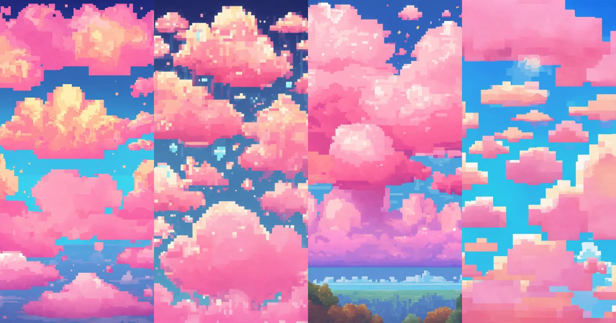 Lexica - Pixel cotton candy colored cloud sprites