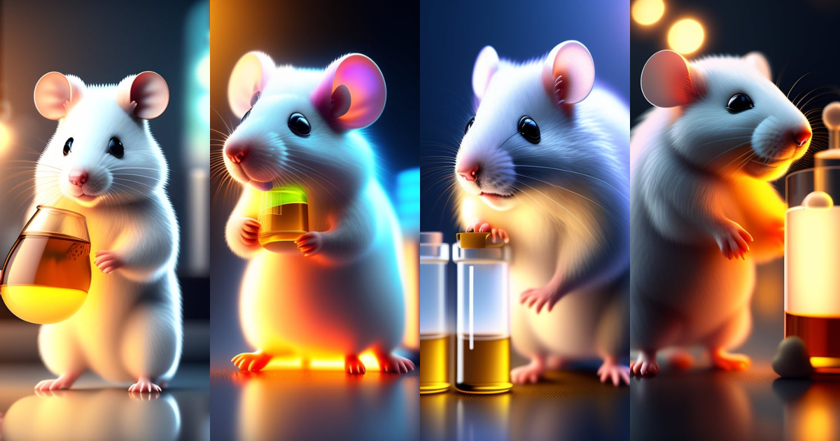 Lexica - A 3d render of a cute fuzzy pet rat dressed in a white lab ...