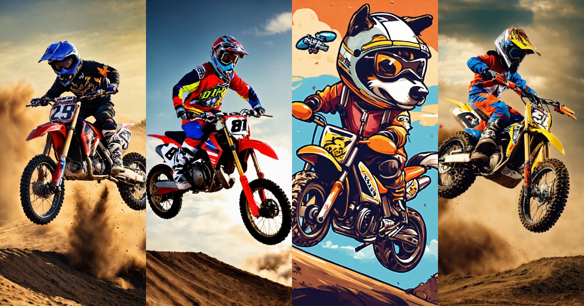 Lexica - Create an image of a dog as a professional motocross rider ...