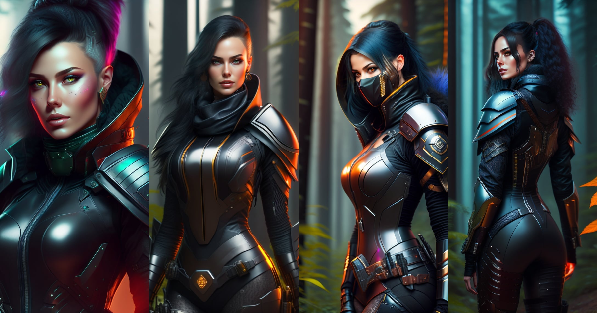 Lexica - Cyberpunk woman assassin gothic, commander in an armored suit ...