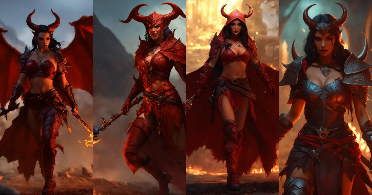 Lexica - D&D, fantasy, cinematic. Female devil of Baator