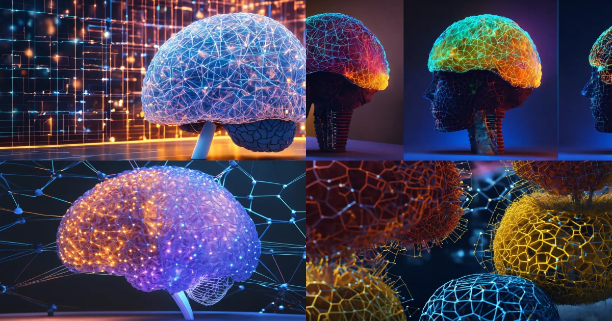 Lexica - A 3D neural network mesh shaped like a human brain, where each ...