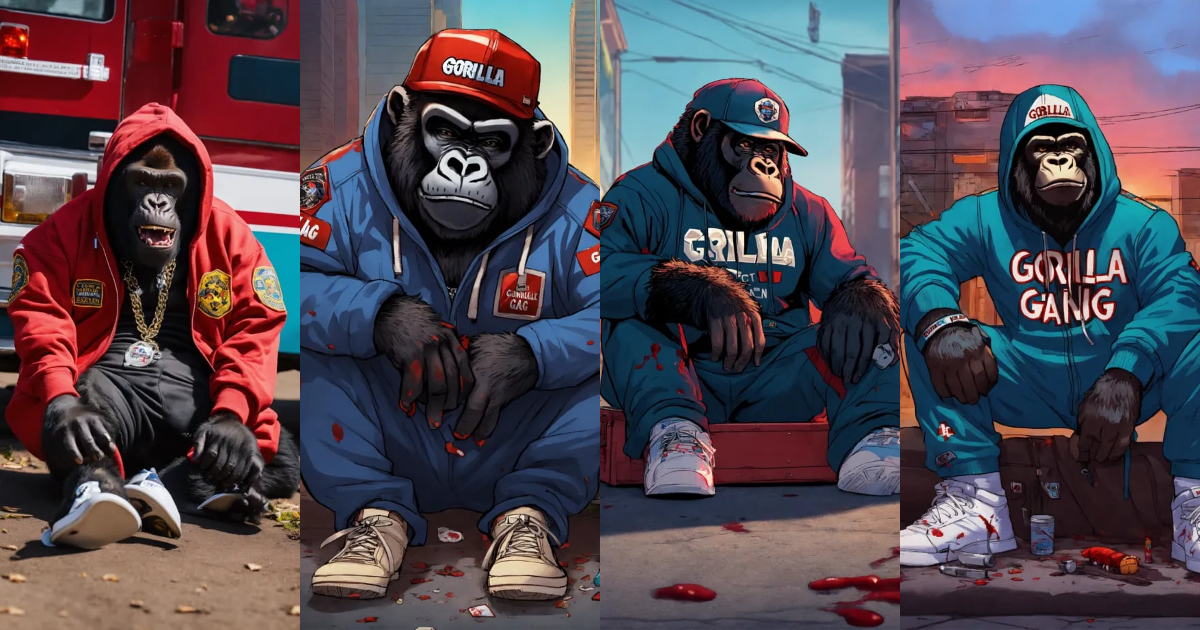 Lexica - Gangster gorilla dead from gunshot and bleeding laying dead on ...