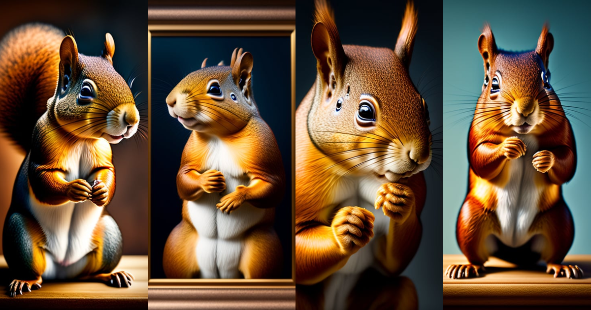 Lexica - Portrait of of a very muscular squirrel, with a big moustache ...