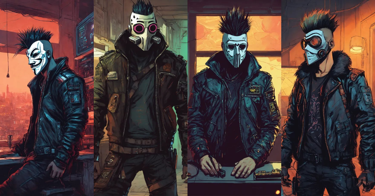 Lexica - Cyberpunk man gang member in leather jacket Mohawk, and ...