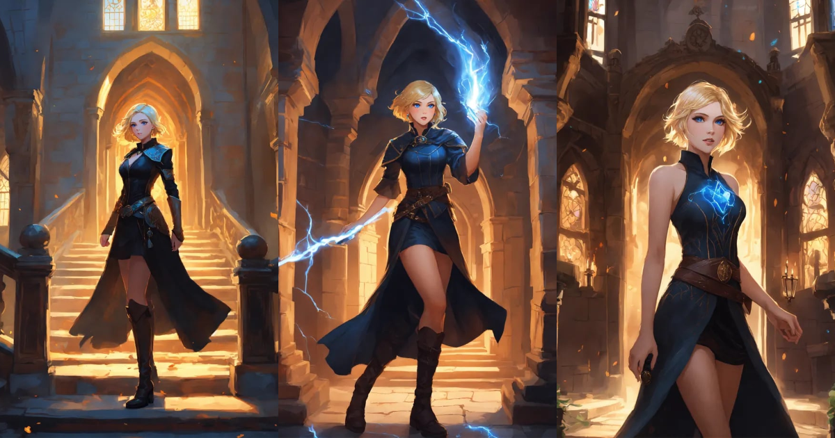 Lexica - A beautiful blonde girl with short hair and blue eyes wearing ...