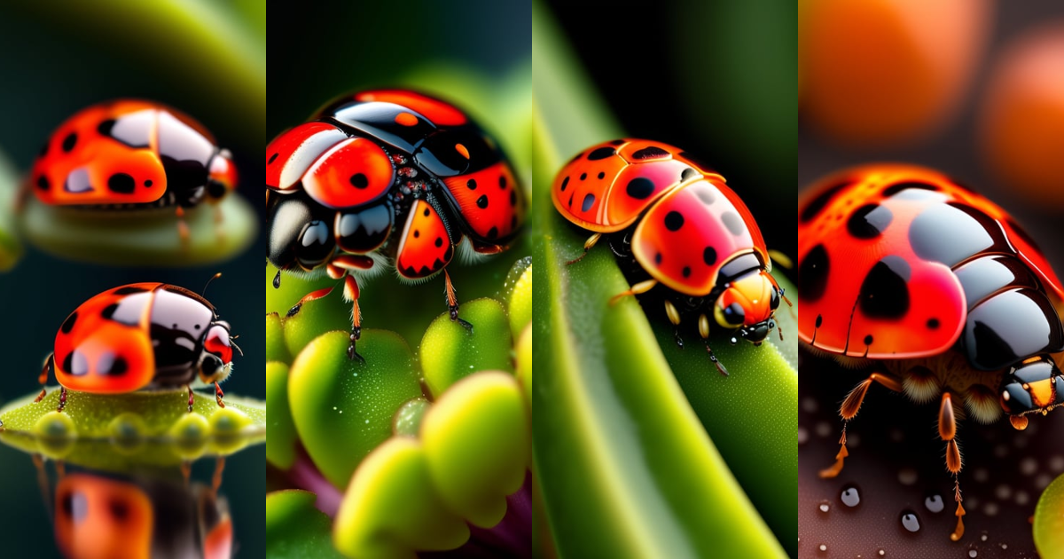 Lexica - Beautiful cute ladybug posing on a wet leave