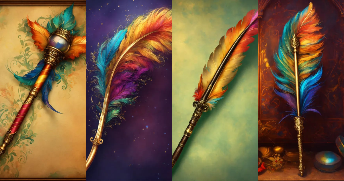 Lexica - A magic wand quill, colorful ornate