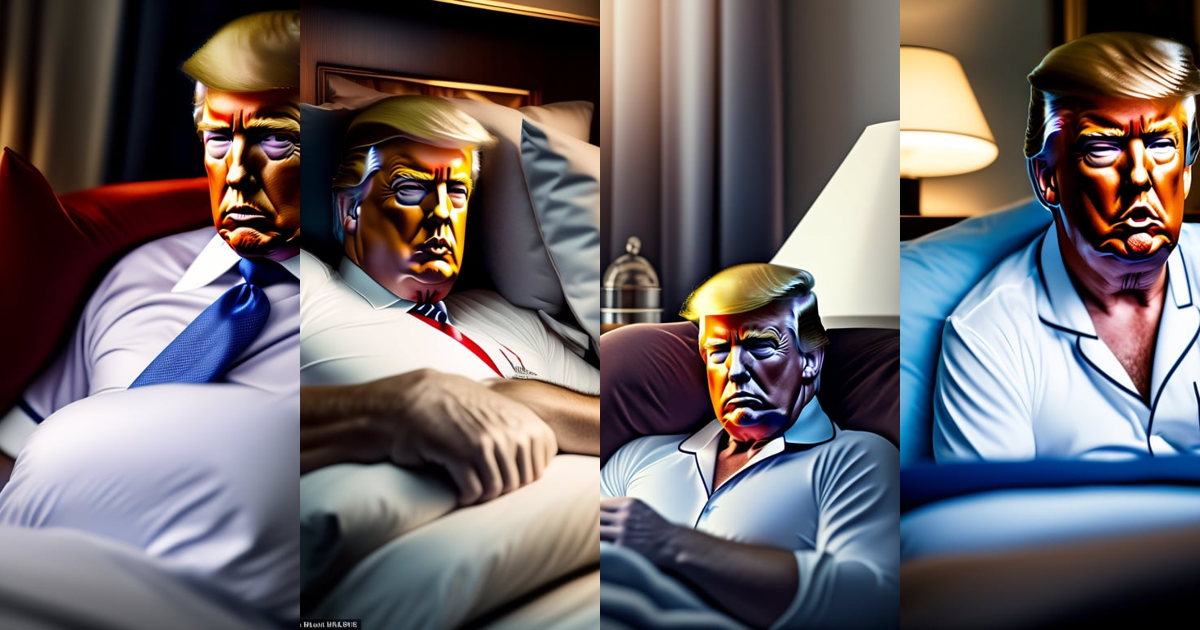 Lexica - Donald Trump in bed wearing PJs working on his 2024 election ...