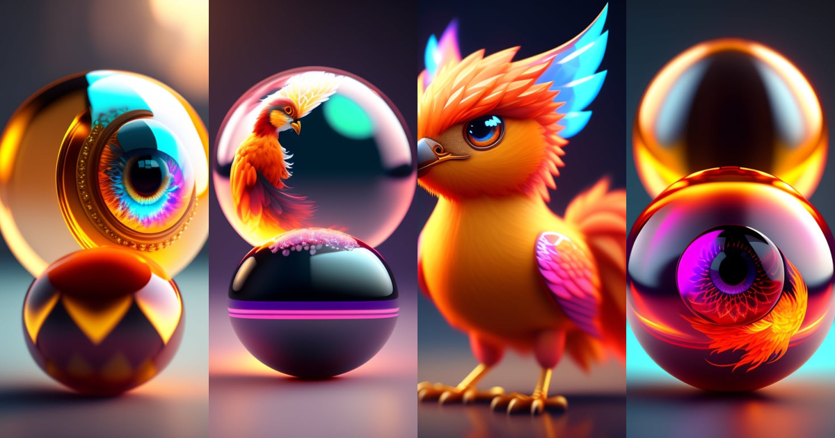 Lexica - A cute adorable baby phoenix made of crystal ball with low ...