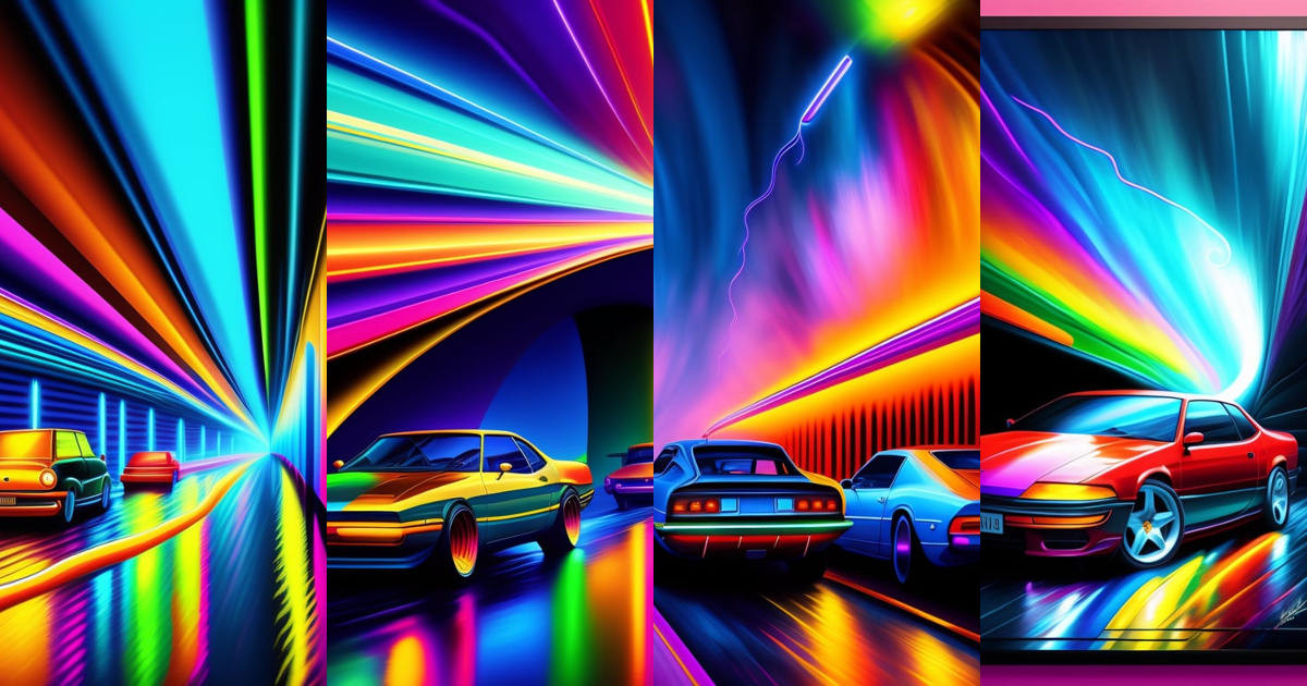 Lexica - Car wash tunnel, water splashes, pop art, party lightning ...