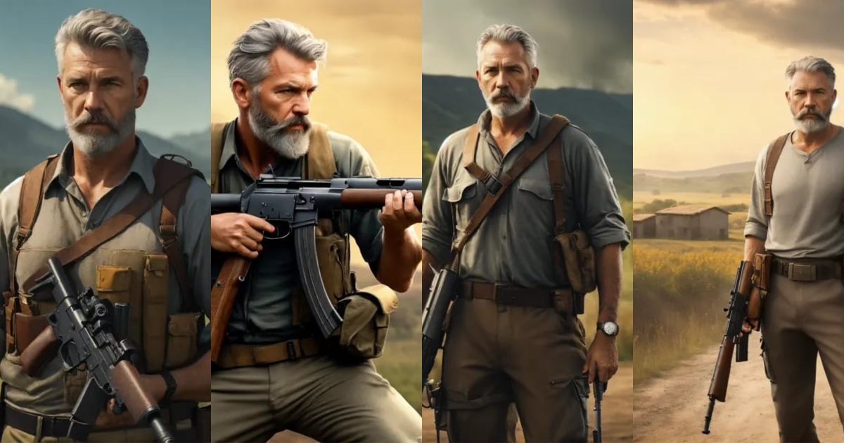 Lexica - Cinematic wallpaper of a 1940s german mercenary with a plain t ...