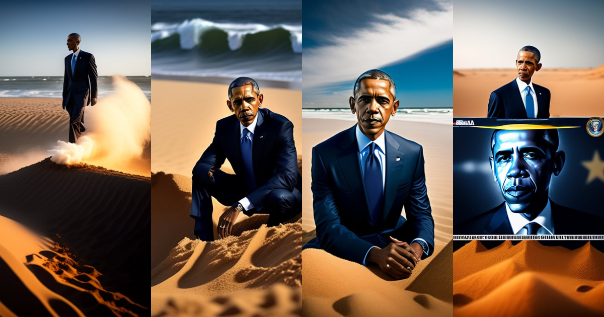 Lexica - Barack Obama on the sand