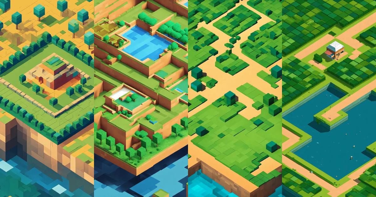 Lexica - Simple blocky pixel 2d isometric flat empty plain landscape ...